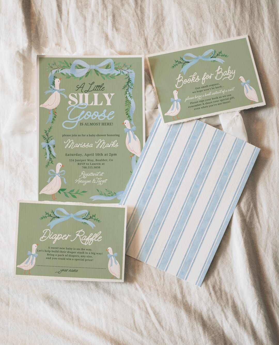 Silly Goose Baby Shower Invitation, Bunnies and Geese Baby Shower ...