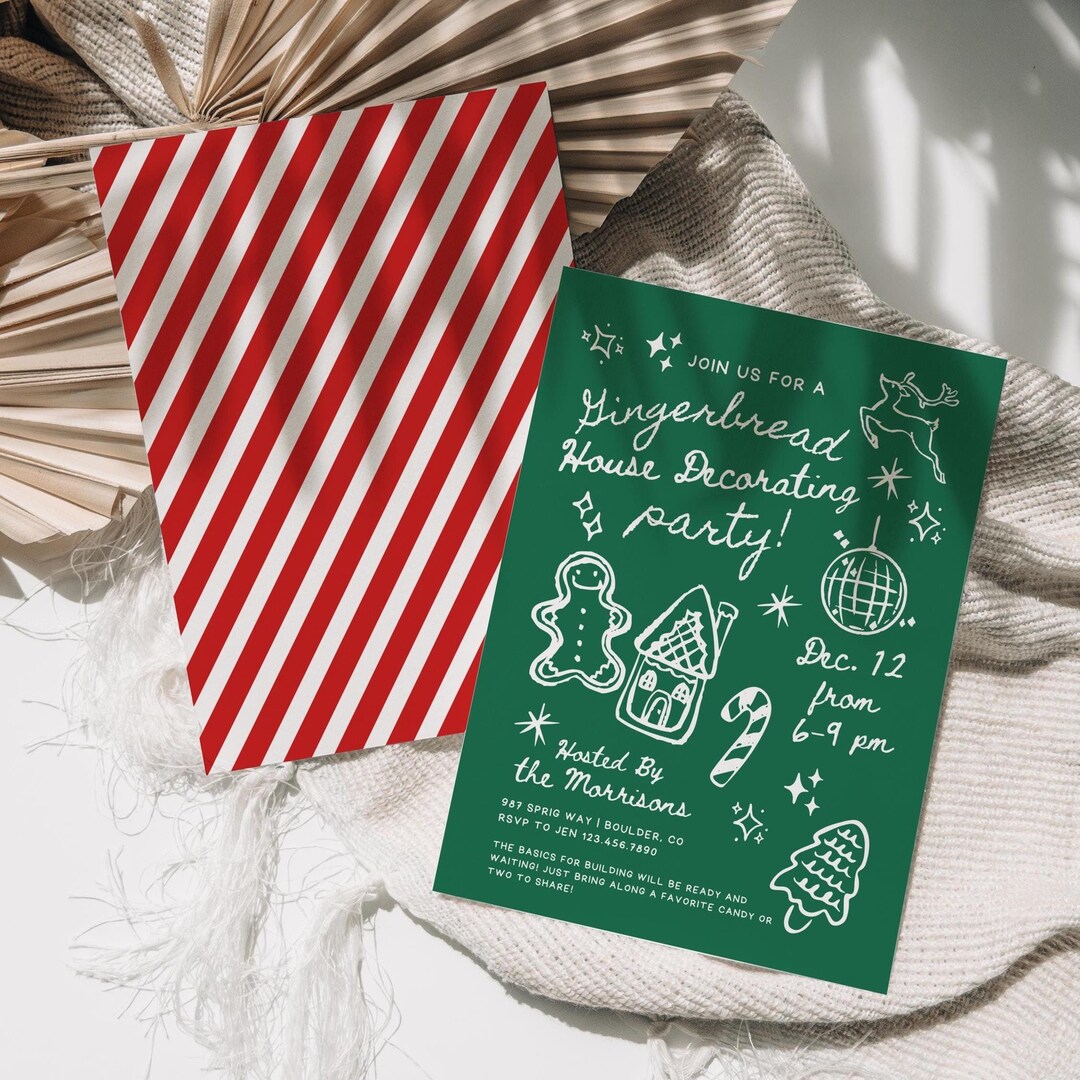 Gingerbread House Decorating Party Invitation, Friendsmas Christmas ...