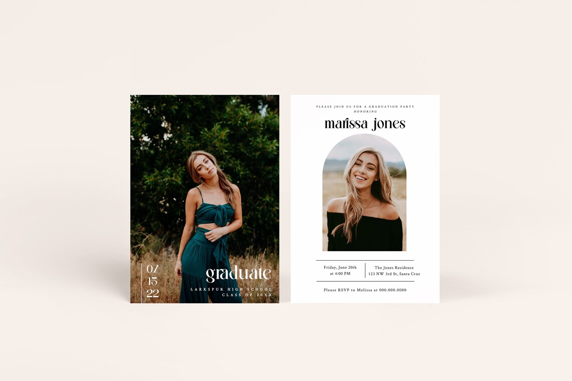 Minimalist Graduation Announcement Template Editable | Etsy