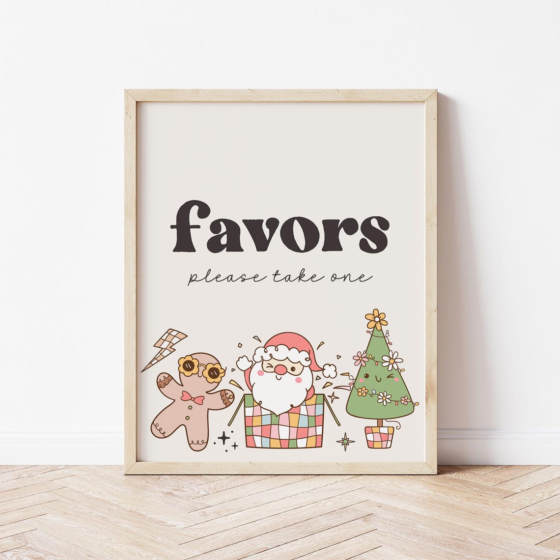 Retro Kids Christmas Party Signs, Groovy Cute Christmas Party Decor, Oh ...