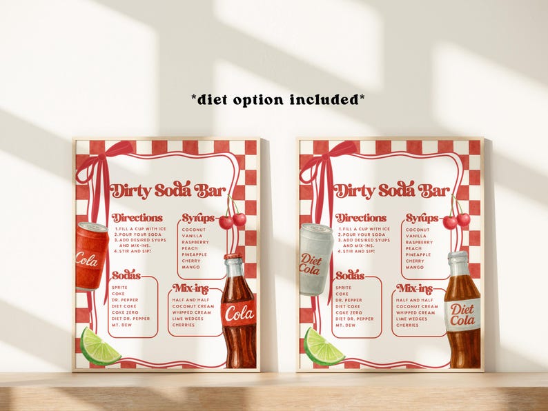 Red Bow Soda Bar Sign Template, Ready to Pop Baby Shower Soda Bar Sign ...
