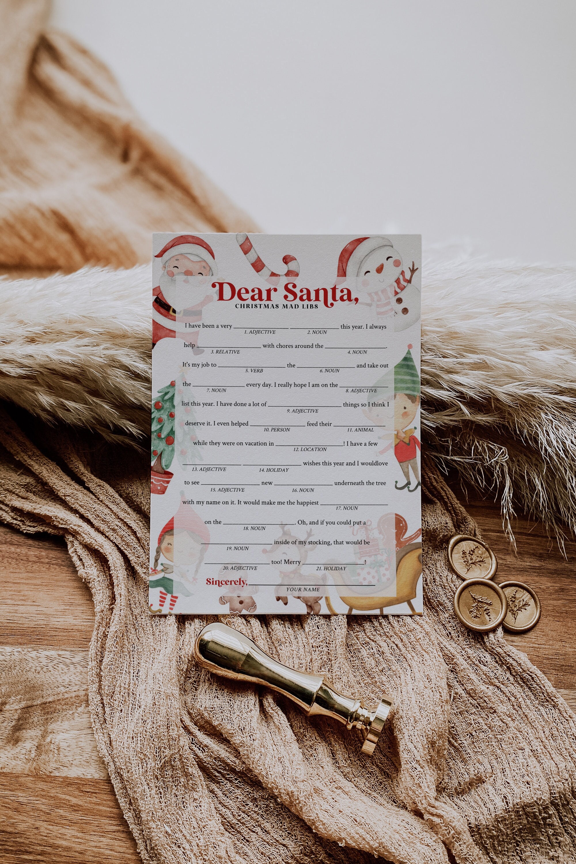 Kids Christmas Mad Libs Game, Funny Holiday Game, Printable Dear Santa ...