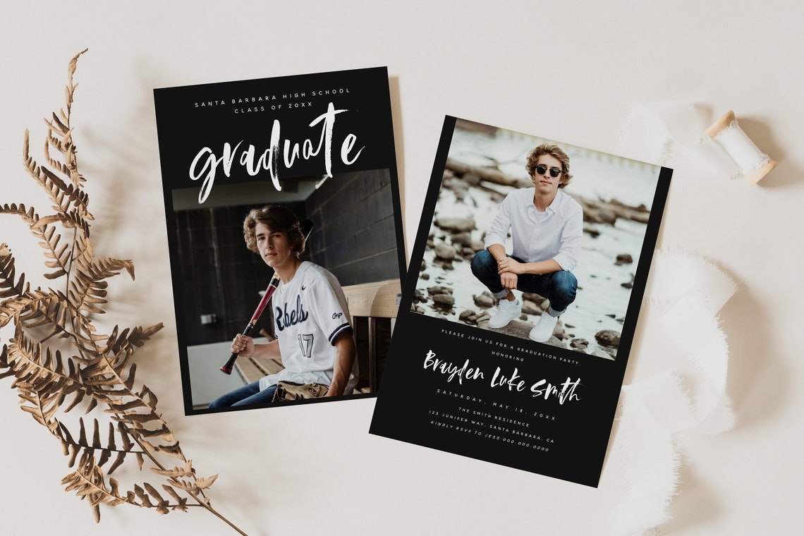 Guy Graduation Announcement, Boy Graduation Party Invitation Template ...