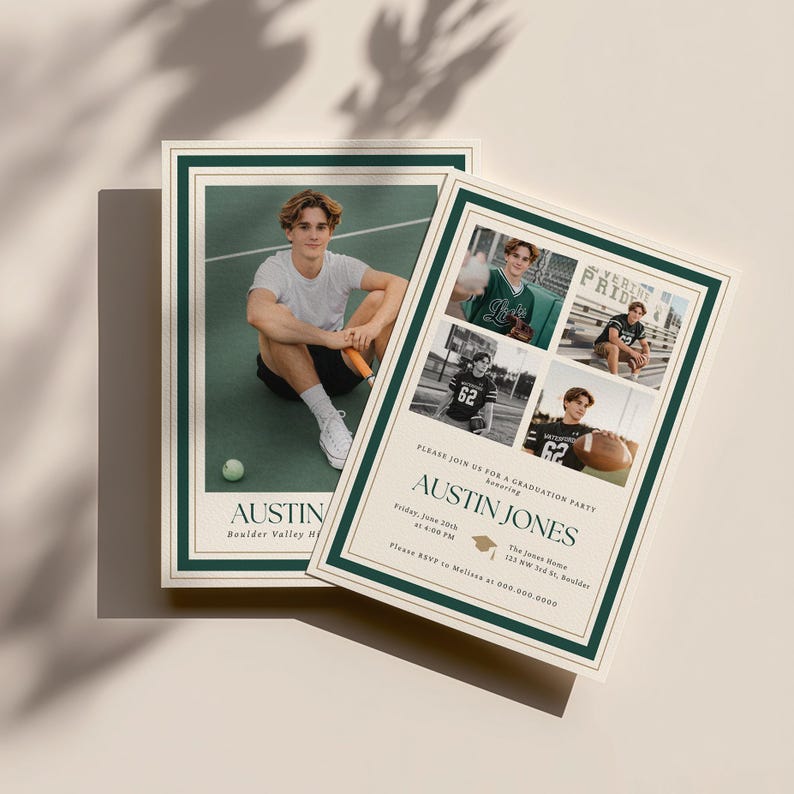 Varsity Photo Graduation Invitation Template, Sports Classic Grad ...