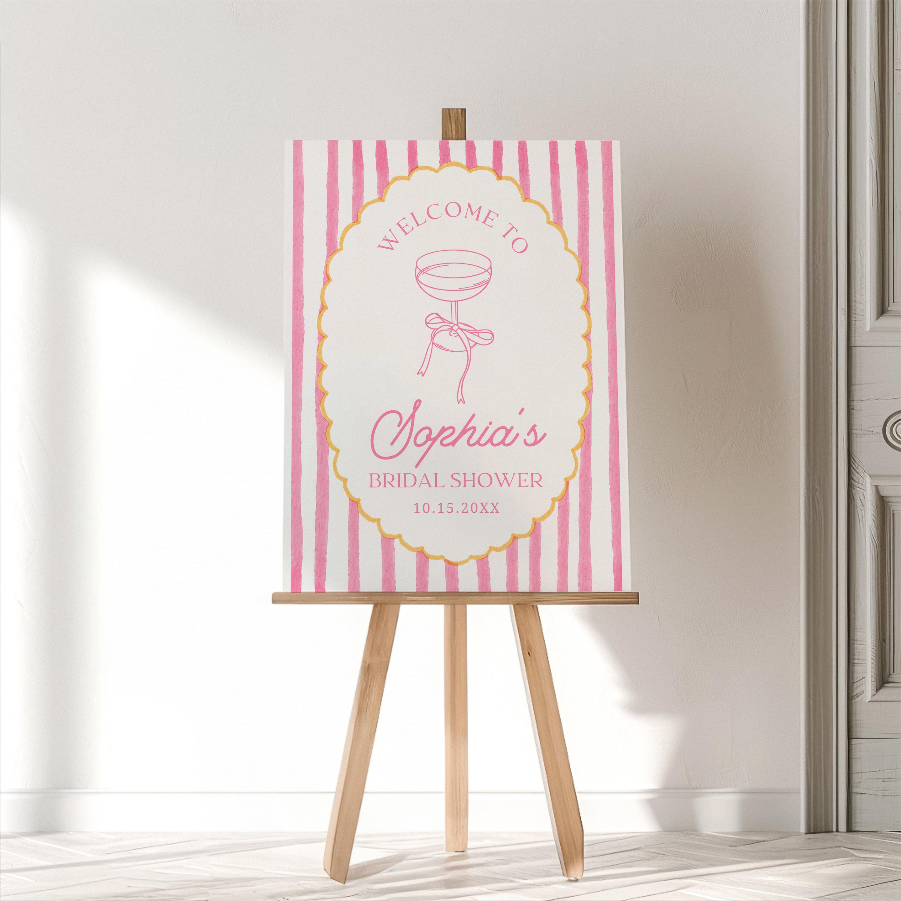 Isla Pink Bridal Shower Bar Menu Sign | Editable 8x10 Canva Template ...
