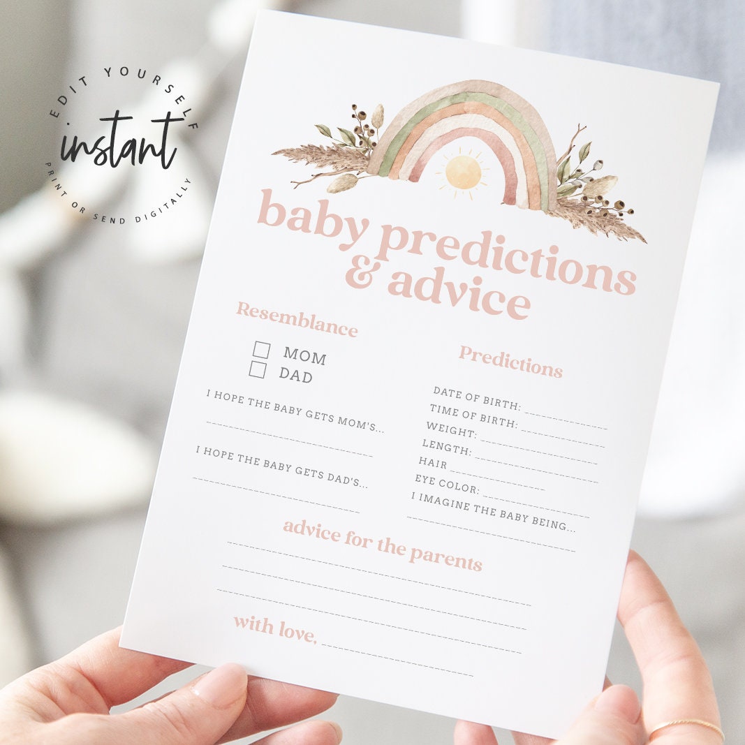 Baby Predictions and Advice Baby Shower Game Advice Card - Etsy