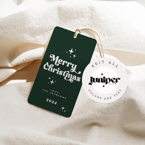 Retro Christmas Tag Template, Personalized Christmas Favor Tag ...