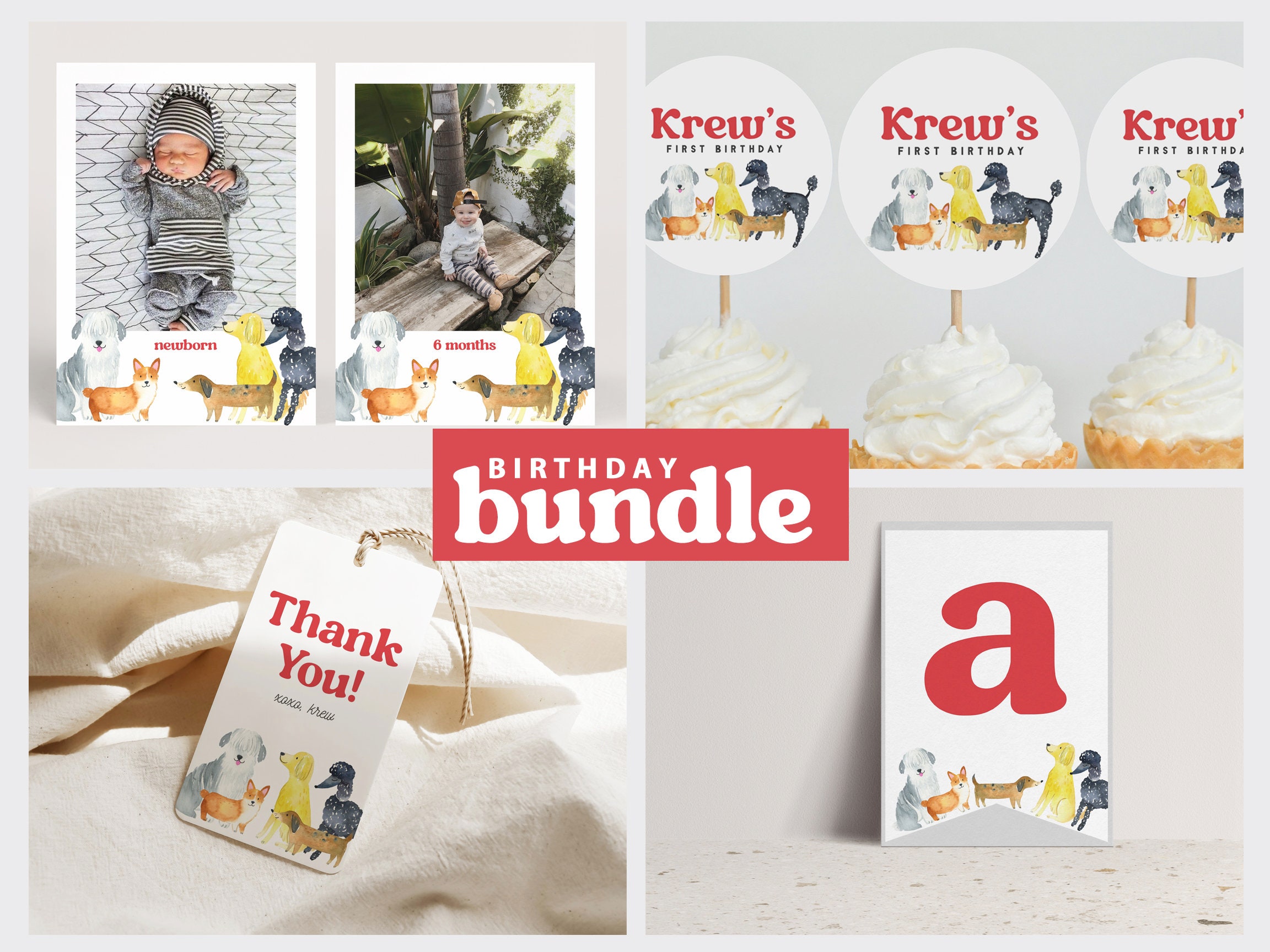 Editable Puppy Birthday Party Bundle | Printable Dog Birthday ...