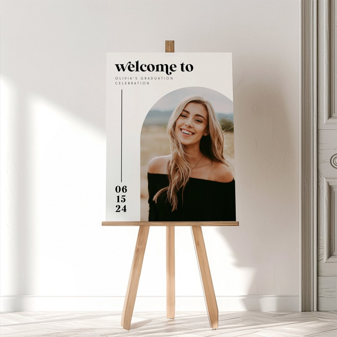 Modern Arch Graduation Welcome Sign Template, Minimalist Graduation ...