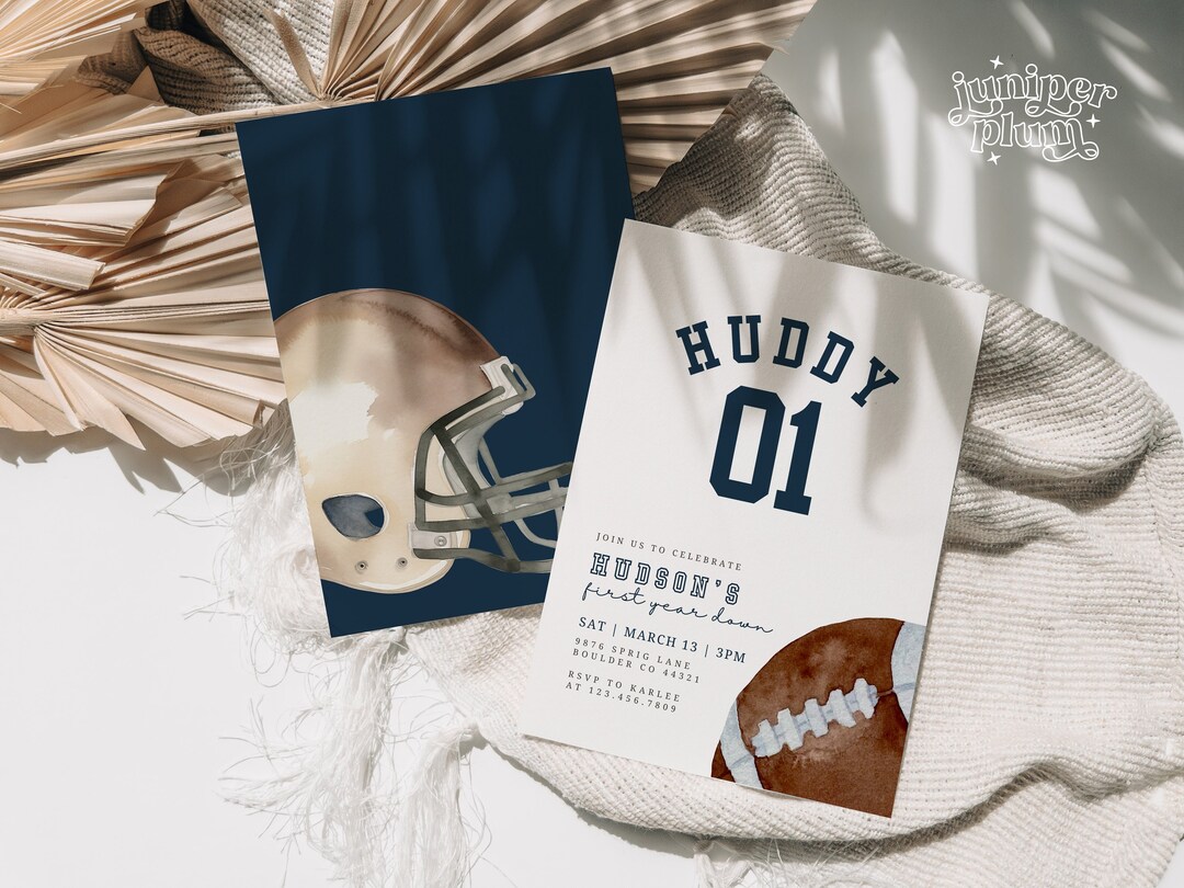 Football Birthday Invitation, First Year Down, Game On, Football Invite ...