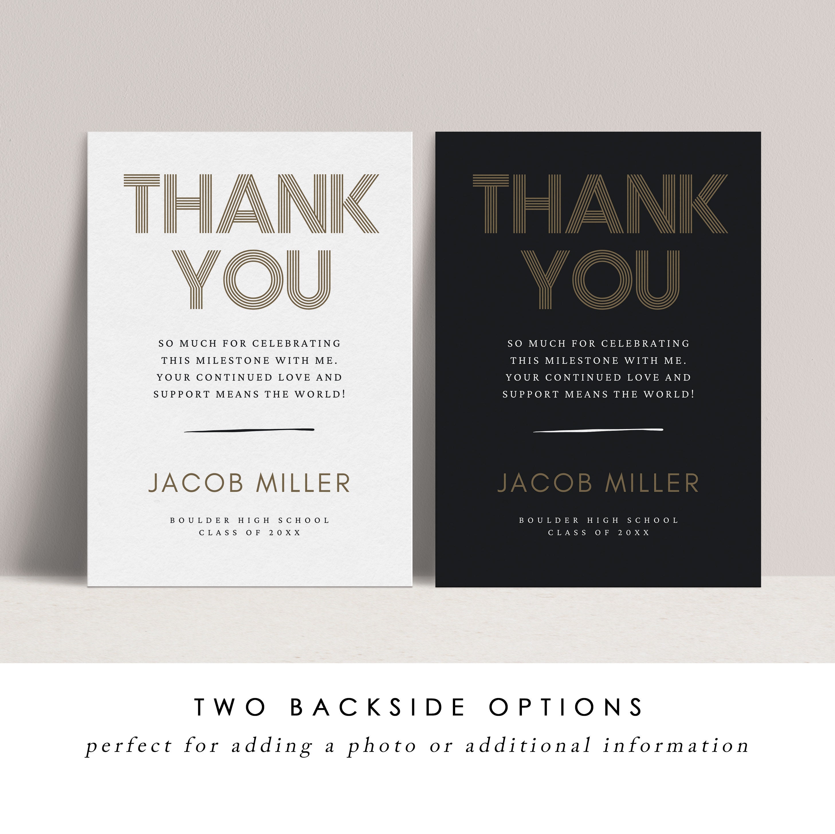 Modern Graduation Thank You Template, Masculine Graduation Thank You ...