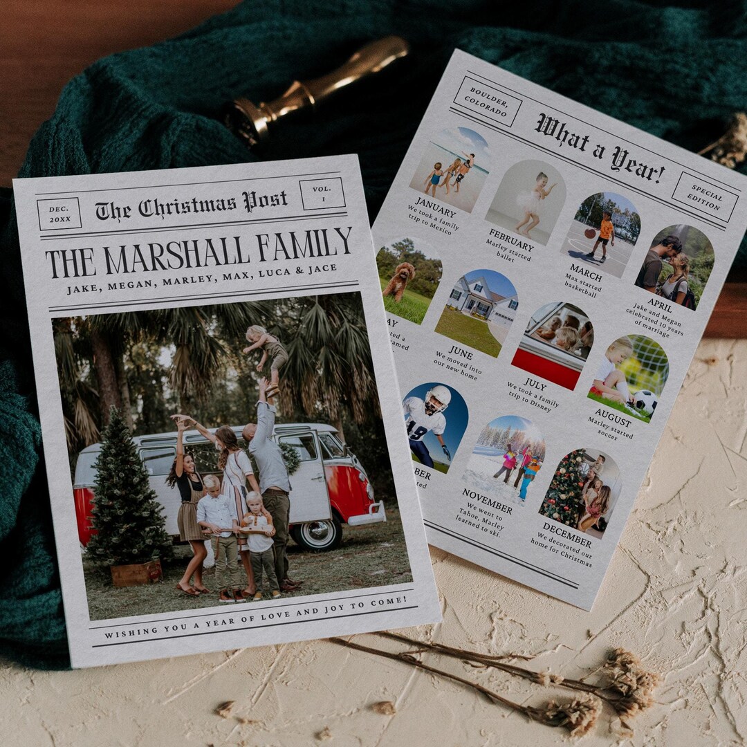 Christmas Newsletter Template Editable, Year in Review Christmas Card ...