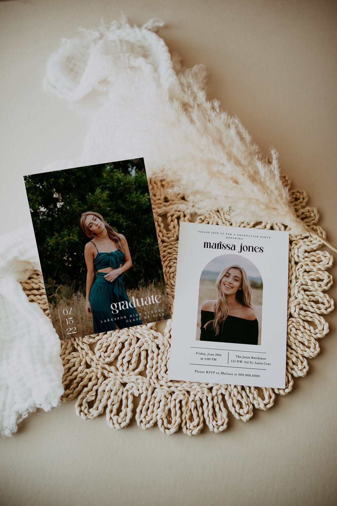 Minimalist Graduation Announcement Template, Editable Graduation Party ...