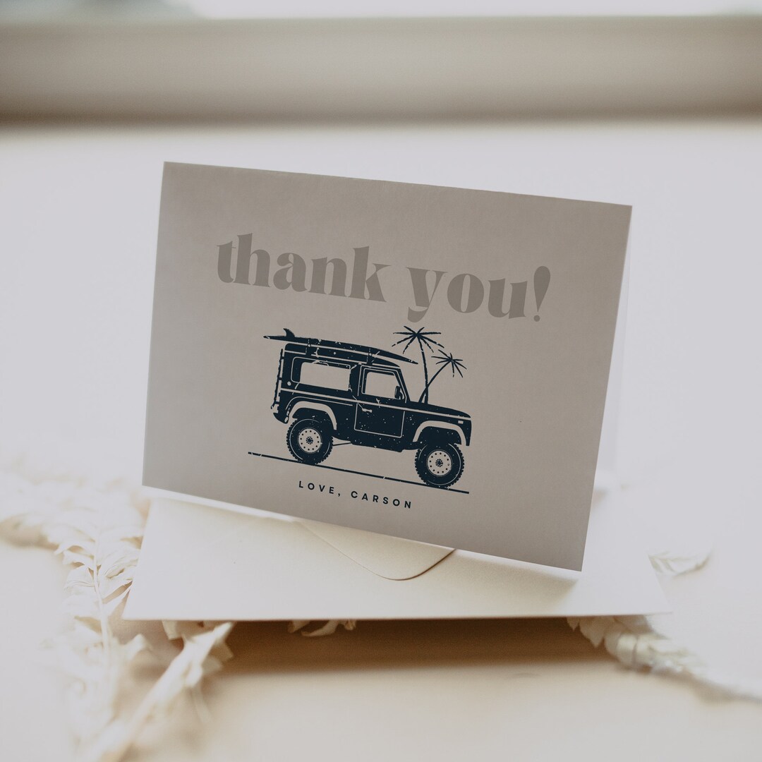 Boho the Big ONE Thank You Card Template, Boy First Birthday Surf ...