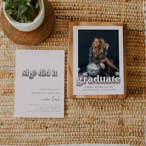 Graduation Party Invitation Template, Retro Graduation Announcement ...