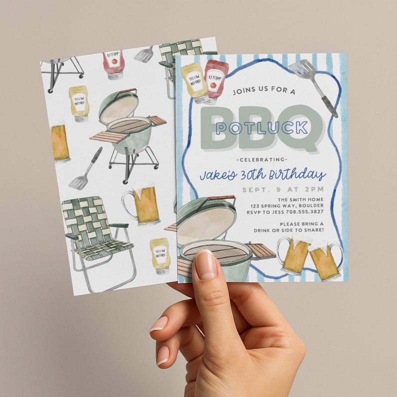 EDITABLE BBQ Birthday Invitation, Backyard Barbecue Birthday Invite ...
