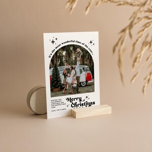 Retro Holiday Card, Photo Christmas Card Template, Printable Christmas ...