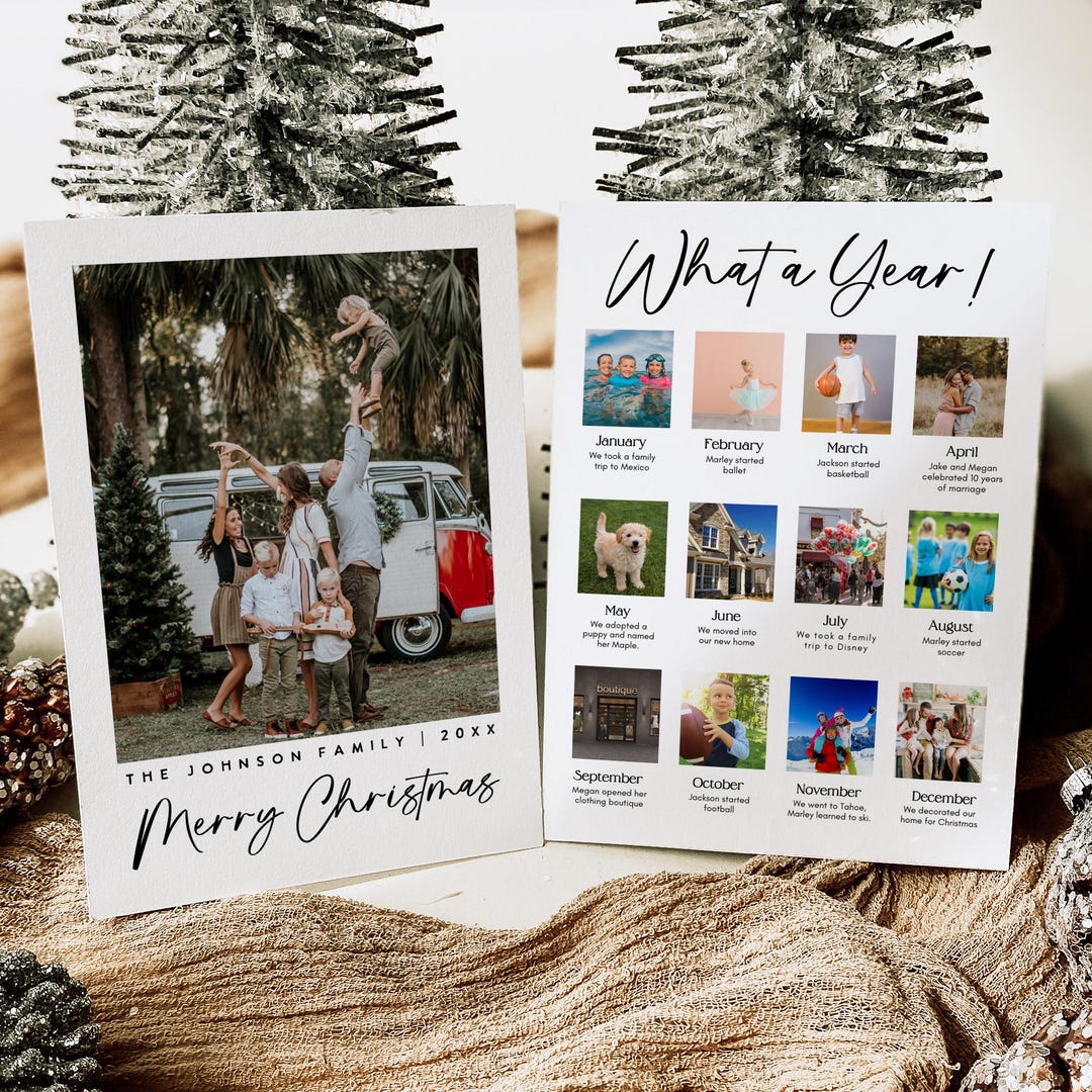 Classic Year in Review Christmas Card Template, What A Year Card Photo ...