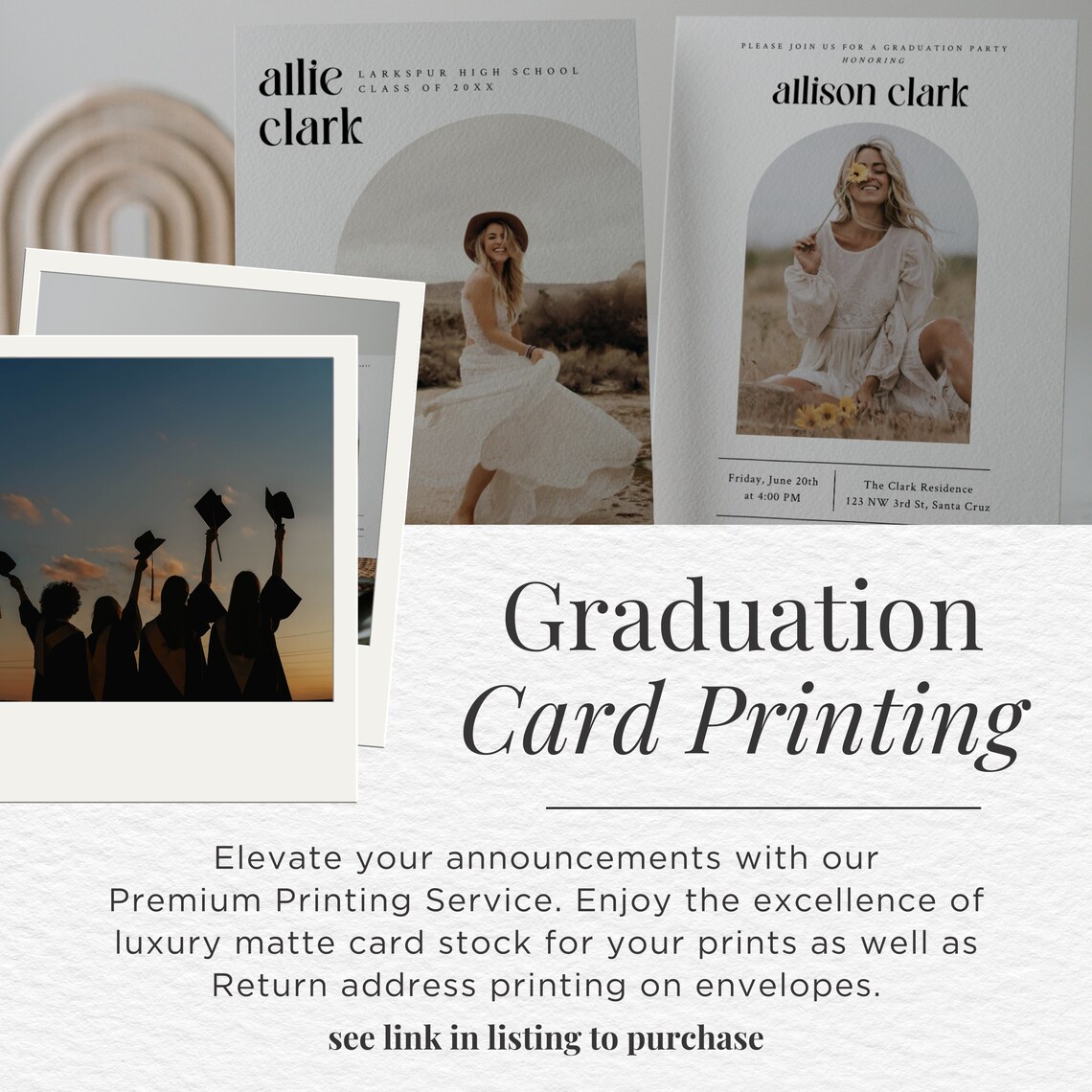 Arched Name Graduation Announcement Template, Minimalist Graduation ...