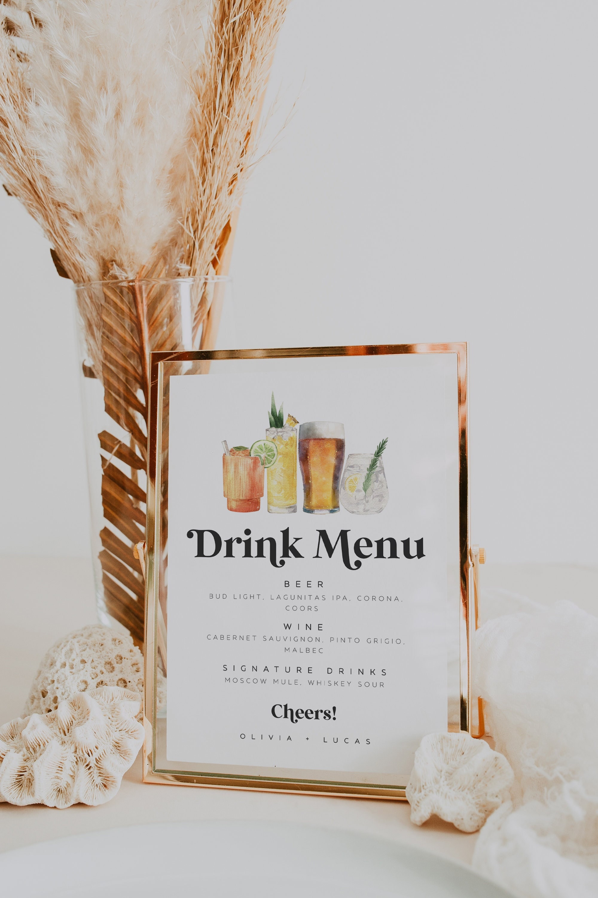 Modern Drink Menu Sign, Wedding Bar Menu, Editable Bar Menu Sign, Bar ...