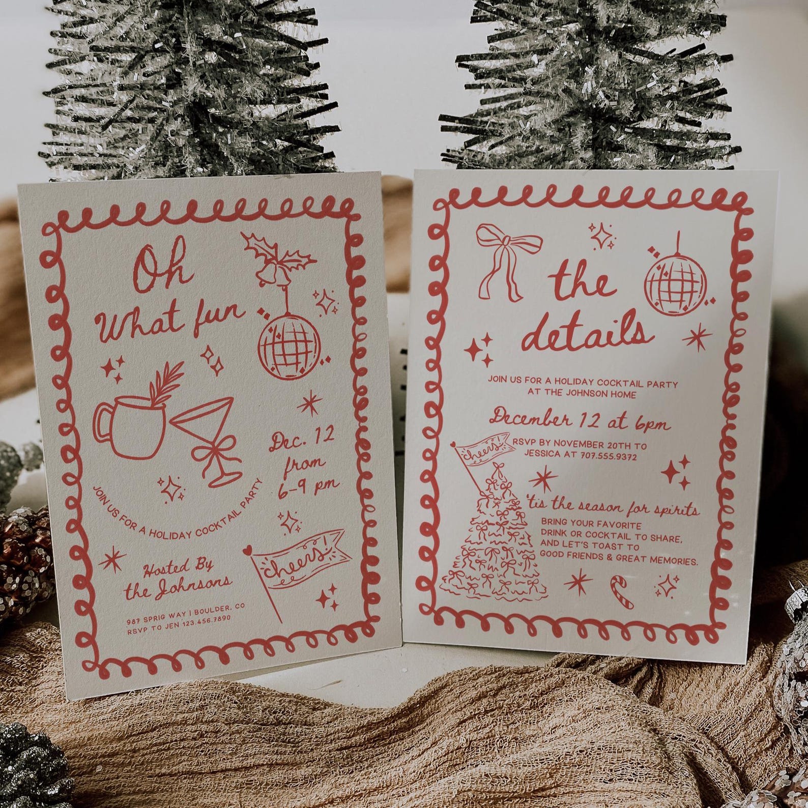 Oh What Fun Holiday Party Invitation Template Retro Christmas Cocktail ...