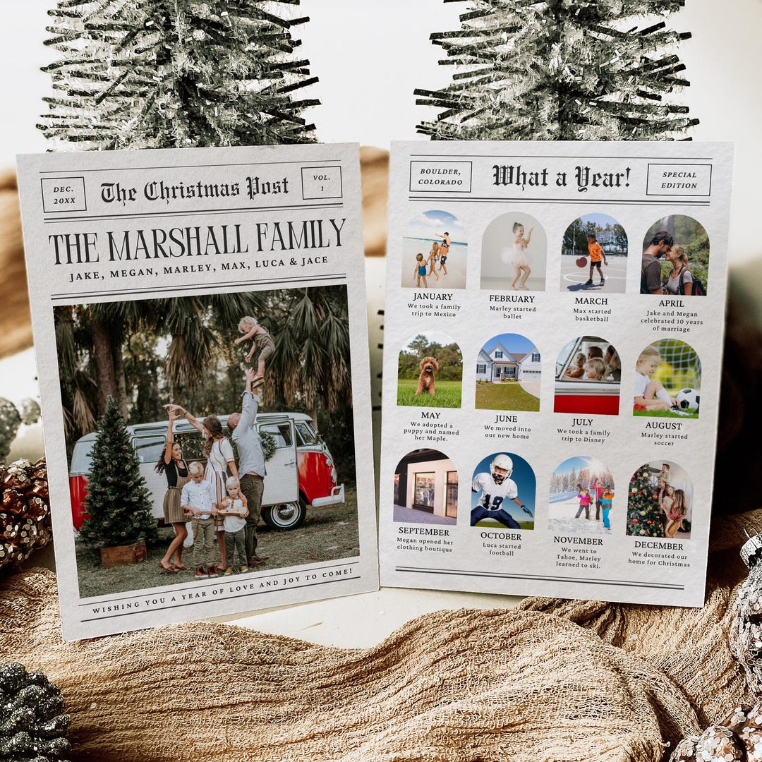 Christmas Newsletter Template Editable, Year in Review Christmas Card ...