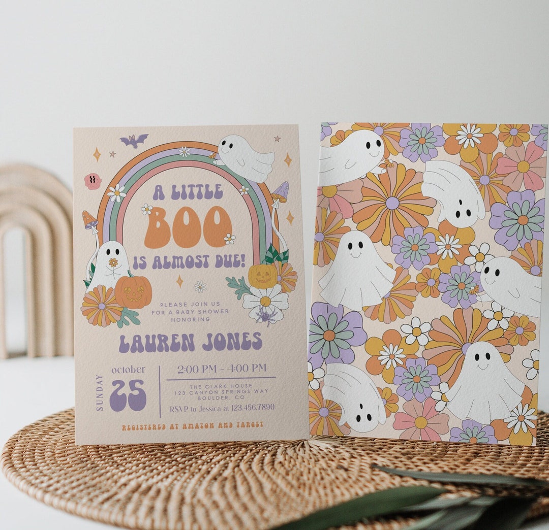 Little Boo Baby Shower Invitation Editable Template, Halloween Baby ...