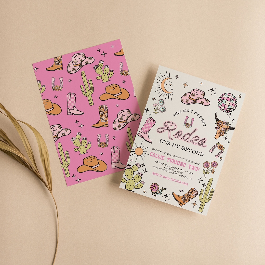 Editable My Second Rodeo Invitation Cowgirl Birthday Invite Wild West ...