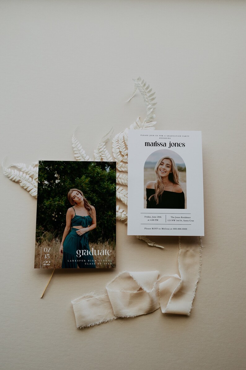 Minimalist Graduation Announcement Template Editable | Etsy