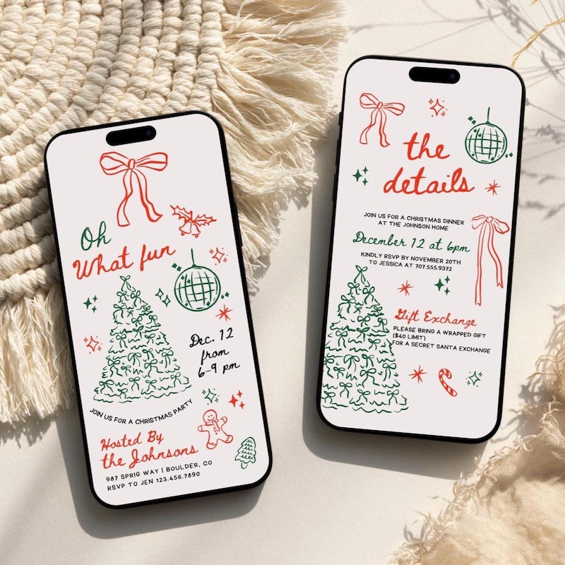 Holiday Card Invite Girls - Etsy