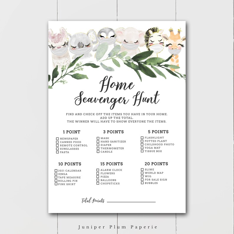 Virtual Baby Shower Game Home Scavenger Hunt Game Zoom Baby | Etsy