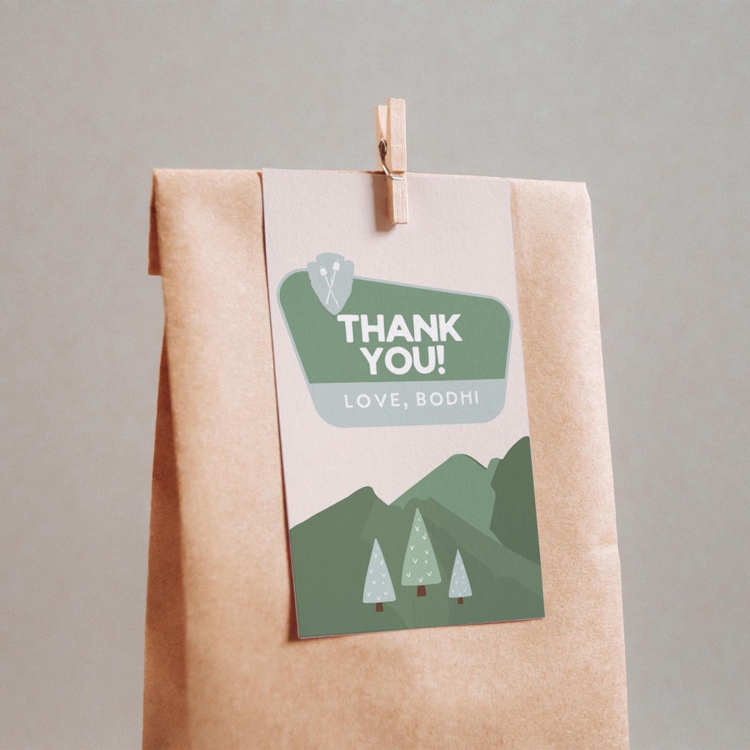Happy Camper Thank You Tag Template One Happy Camper Birthday Favor Tag ...