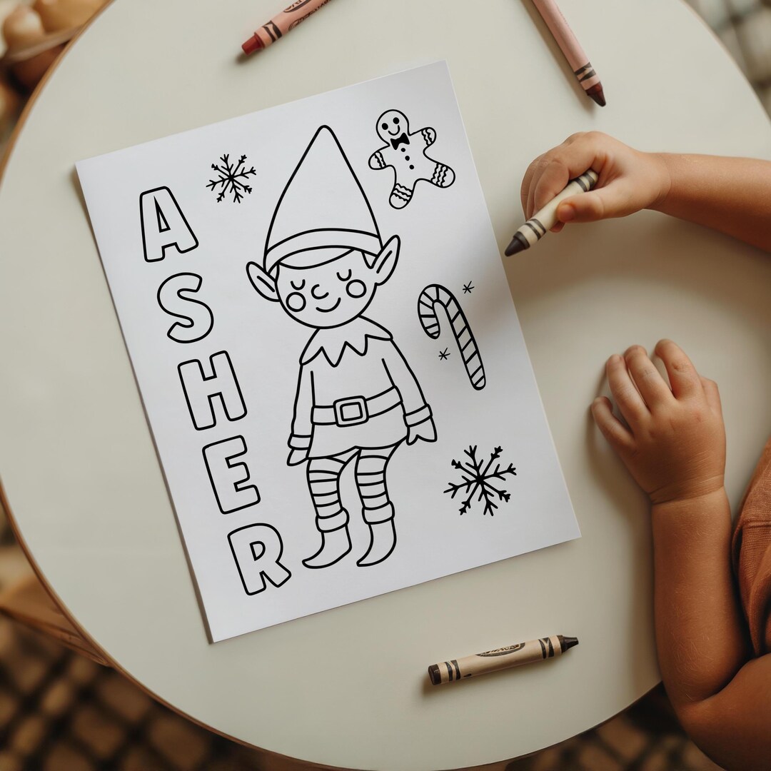 Editable Boy Elf Coloring Page | Printable 8.5x11” Christmas Activity ...