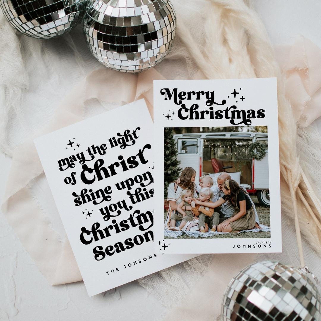 Typography Christian Christmas Card Template, Nativity Scene Holiday ...