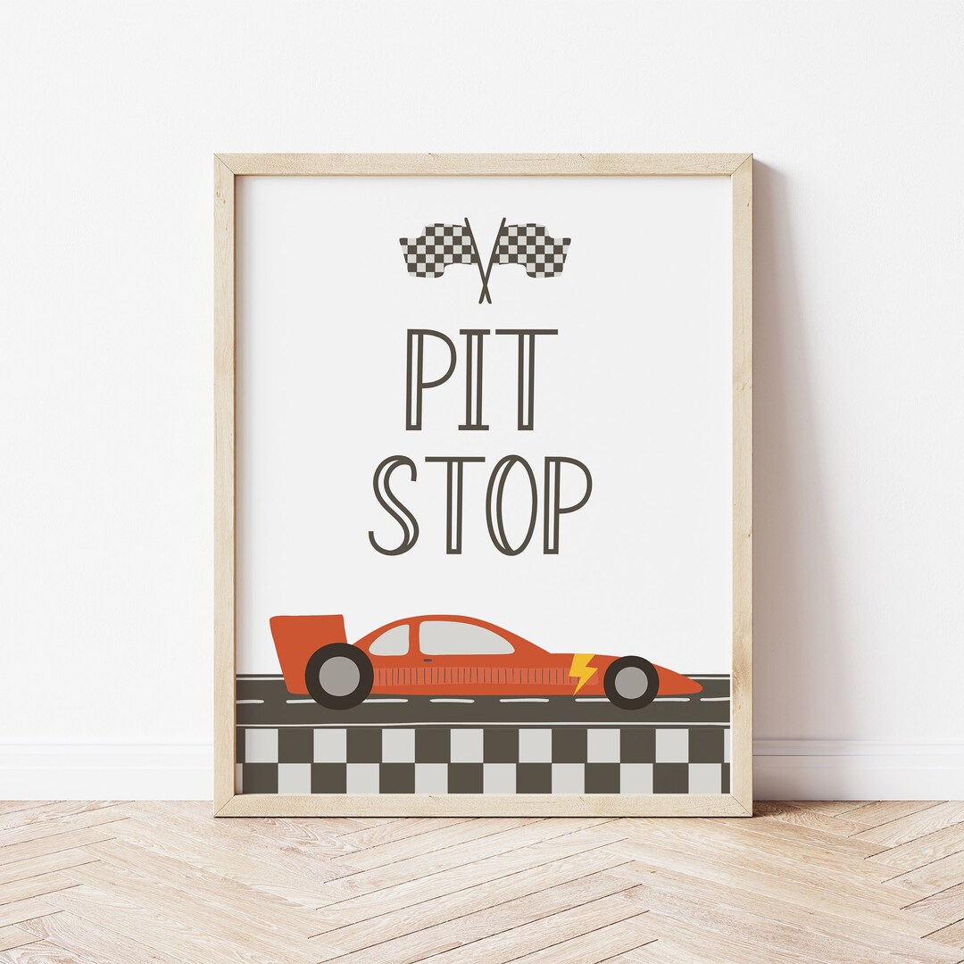 Pit Stop Race Car Sign, Race Car Party Favor Sign, Race Car Party Decor ...