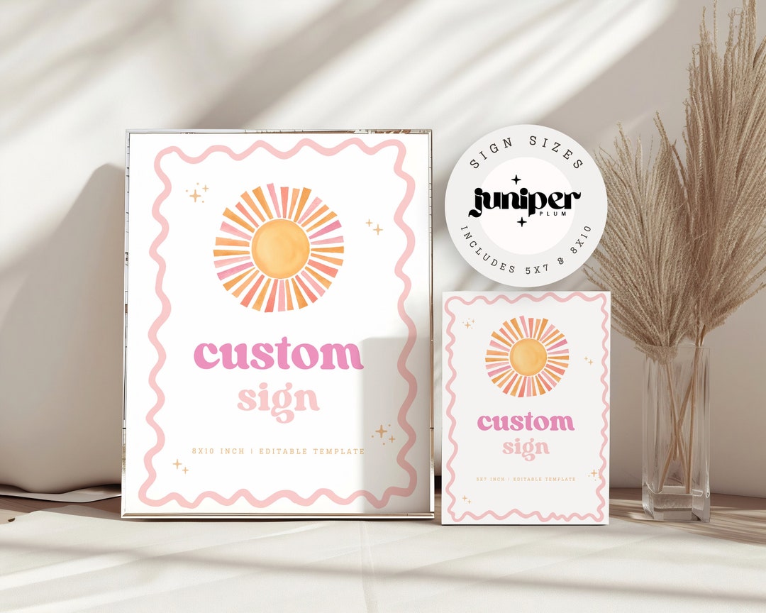 Editable Boho Sun Sign, Sunshine Birthday Sign Template, One Happy Girl ...