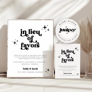 In Lieu of Favors Sign, Minimalist in Lieu of Favors Sign, Retro ...