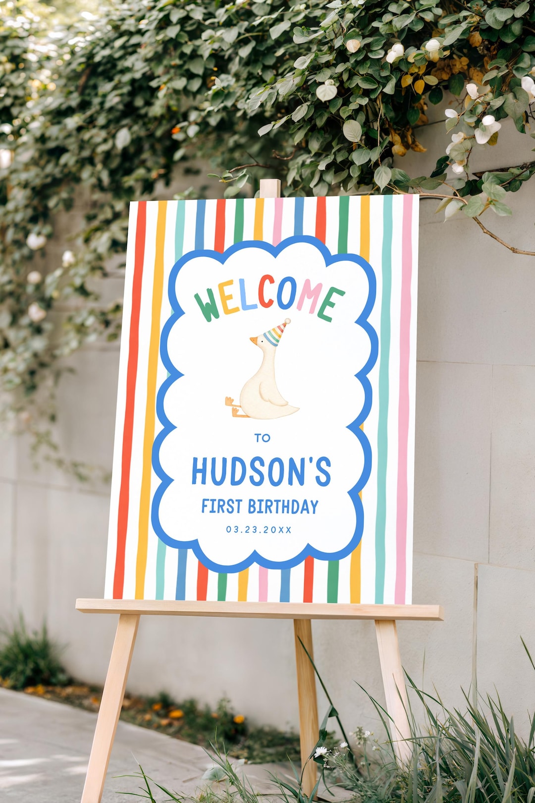 One Silly Goose First Birthday Welcome Sign, Colorful Silly Goose Party ...