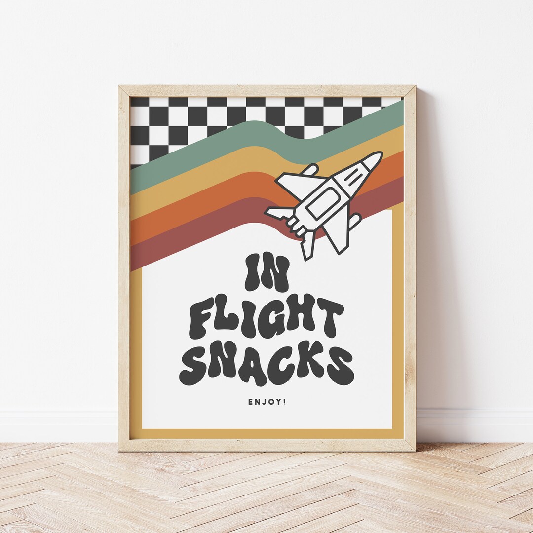 Retro Airplane in Flight Snacks Sign Food Sign Airplane Birthday Party ...