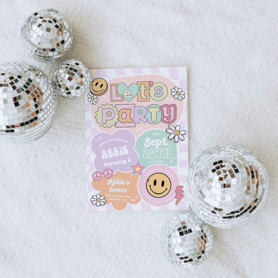 Preppy Smile Face Birthday Stats Poster, Editable Groovy Retro Birthday ...