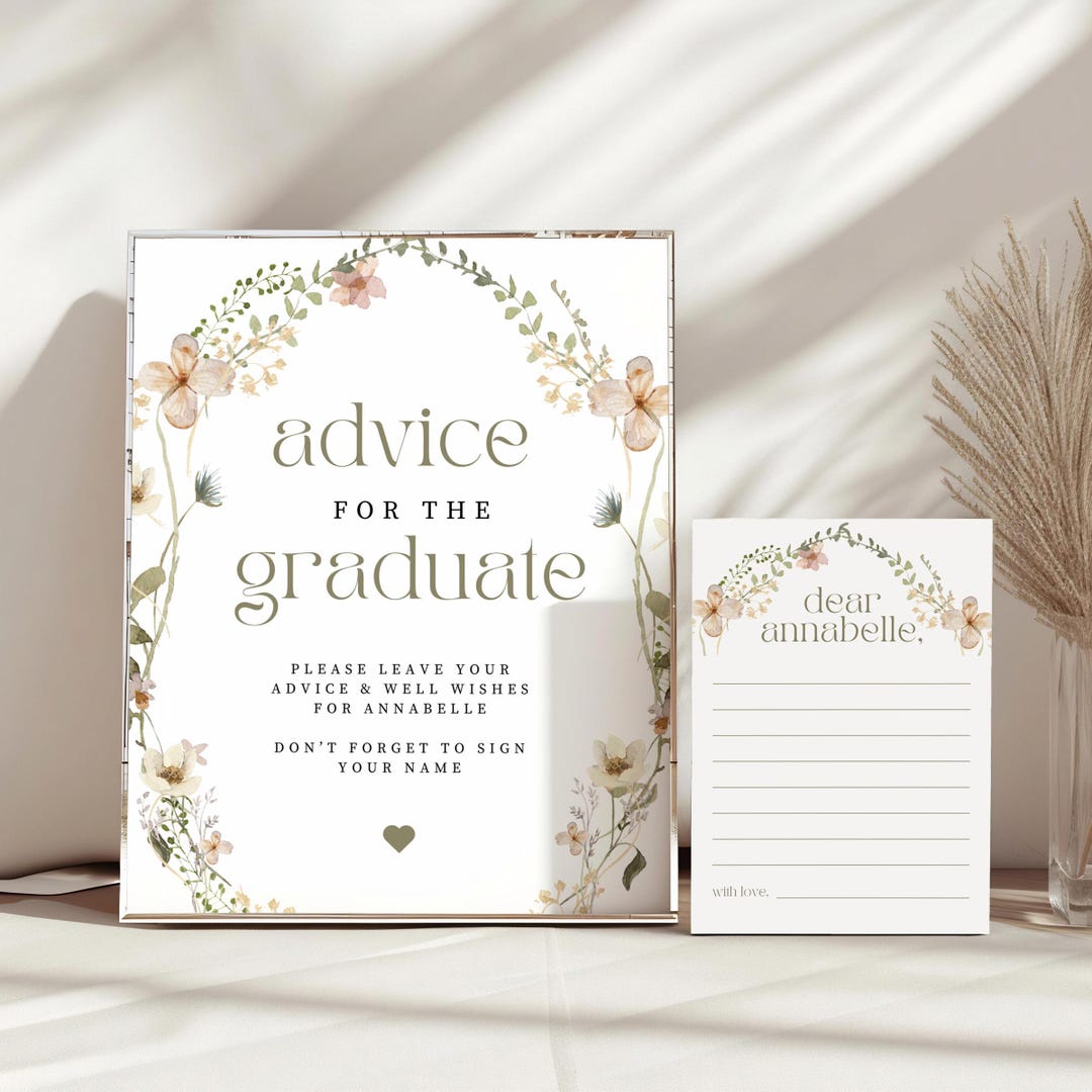 Wildflower Graduation Advice Sign Template, Advice for the Grad, Well ...