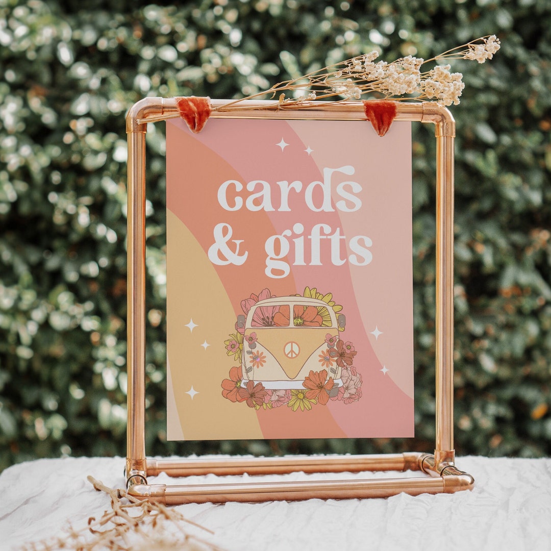 Groovy Cards and Gifts Sign, Groovy One Birthday Decorations, Retro ...