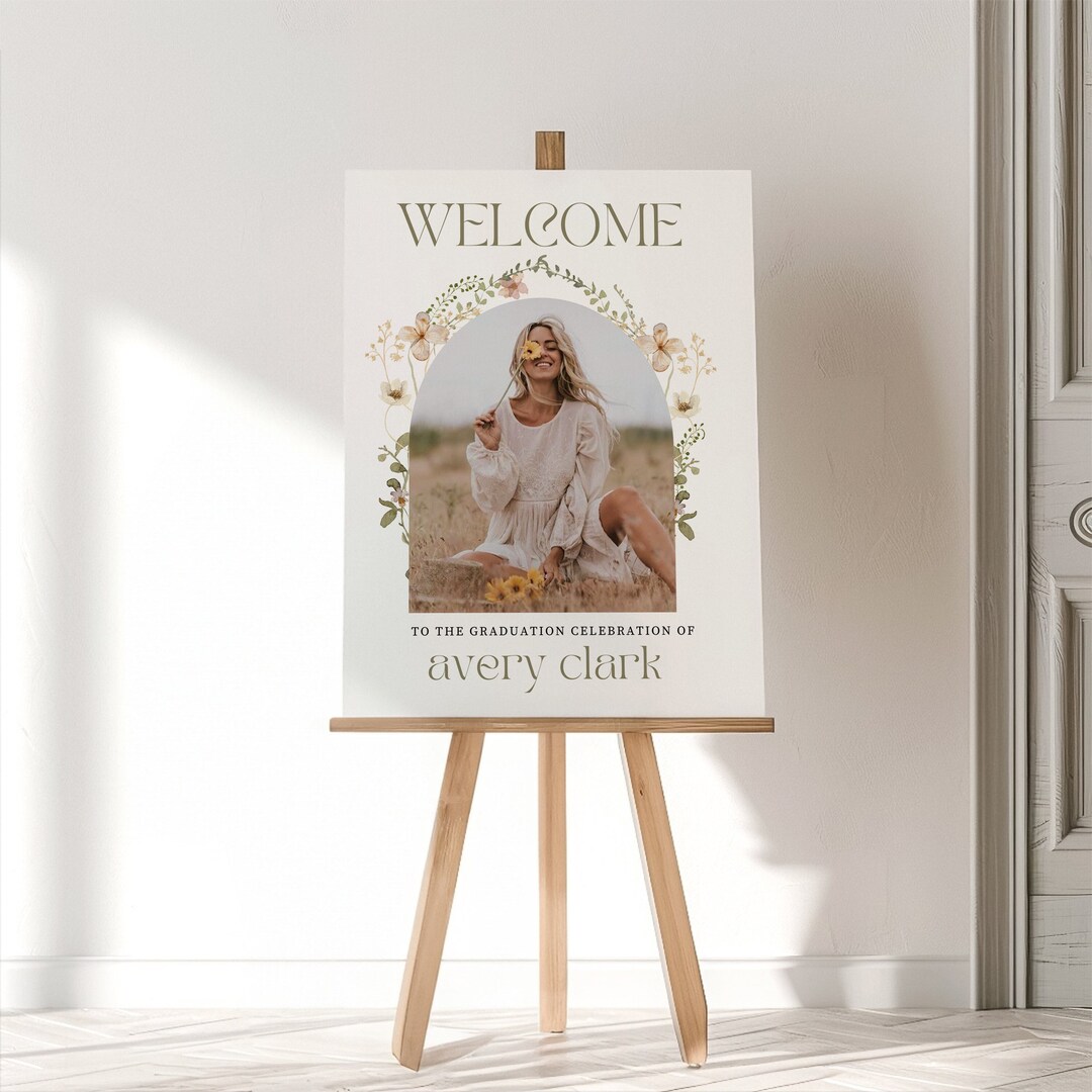 Minimalist Graduation Welcome Poster, Wildflower Graduation Party ...