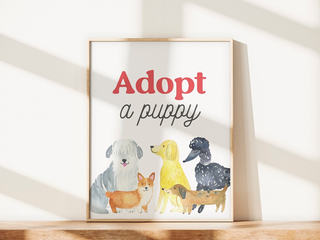 Adopt a Puppy Sign Instant Download, Puppy Adoption Sign Digital ...