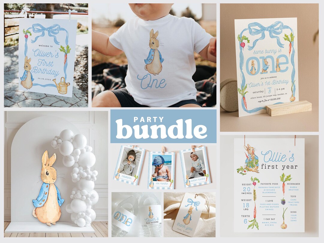 Storybook Bunny Birthday Bundle | Some Bunny is One First Birthday ...
