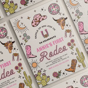 Editable My First Rodeo Invitation Boho Cowgirl Birthday Invite Wild ...