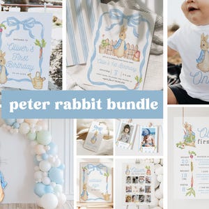 Peter Rabbit Birthday Welcome Sign, Editable Rustic Bunny Birthday ...