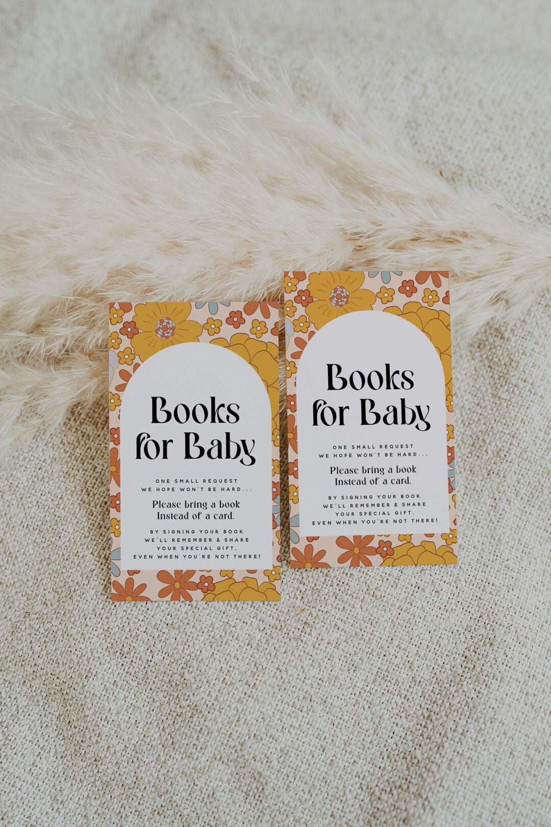 Retro Floral Book Request Template, Groovy Vibe Books for Baby Card ...
