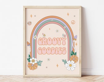 Groovy Glasses Sign, Groovy One Birthday Sign, 70s Retro Hippie Daisy ...
