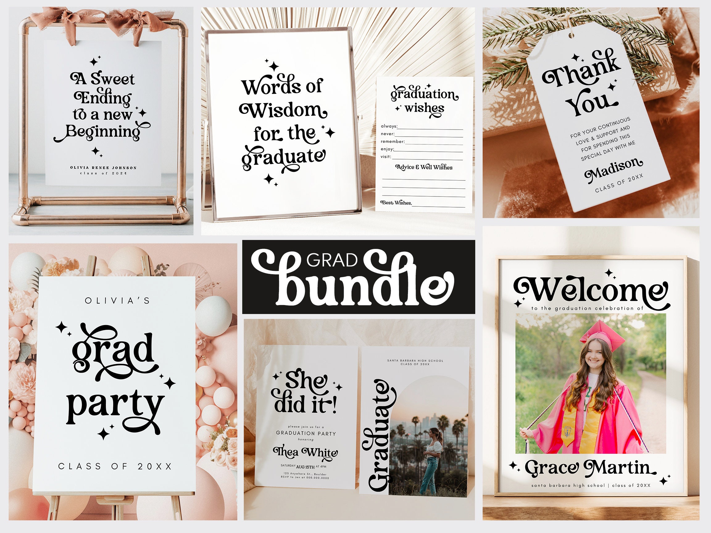 Boho Graduation Party Welcome Sign Template, Photo Graduation Poster ...